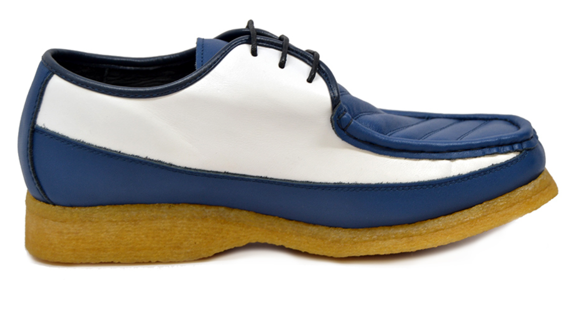 Crown Low-Cut Blue & White Leather – British Walker